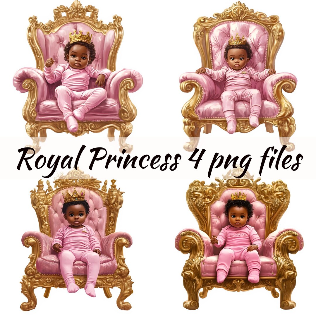 Royal Princess Black Girl Clipart-little Black Baby Pink Toddler ...