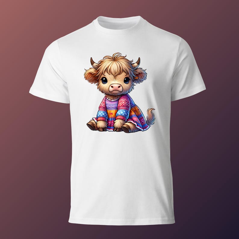 Adorable Cartoon Highland Calves Clipart PNG - Commercial Use Instant ...