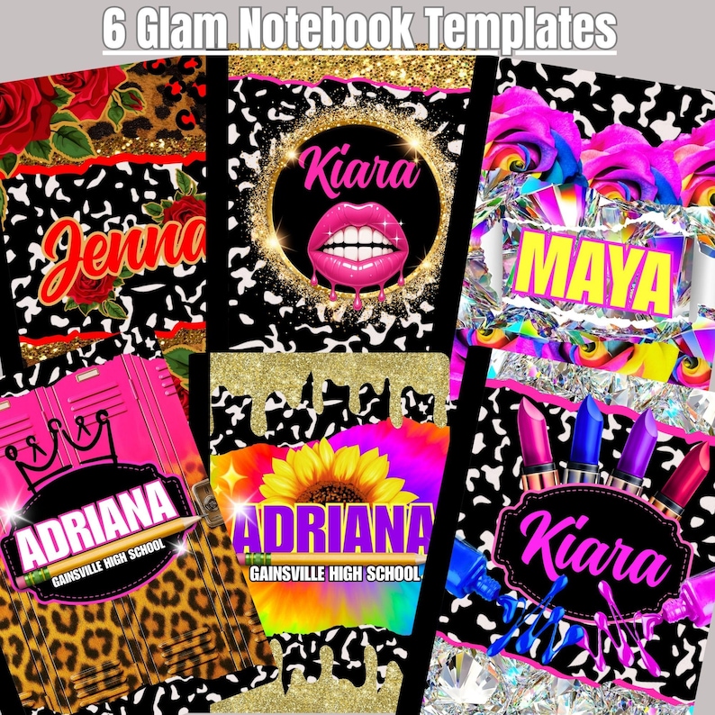 Composition Book Cover Template Glam Composition Notebook, Canva ...