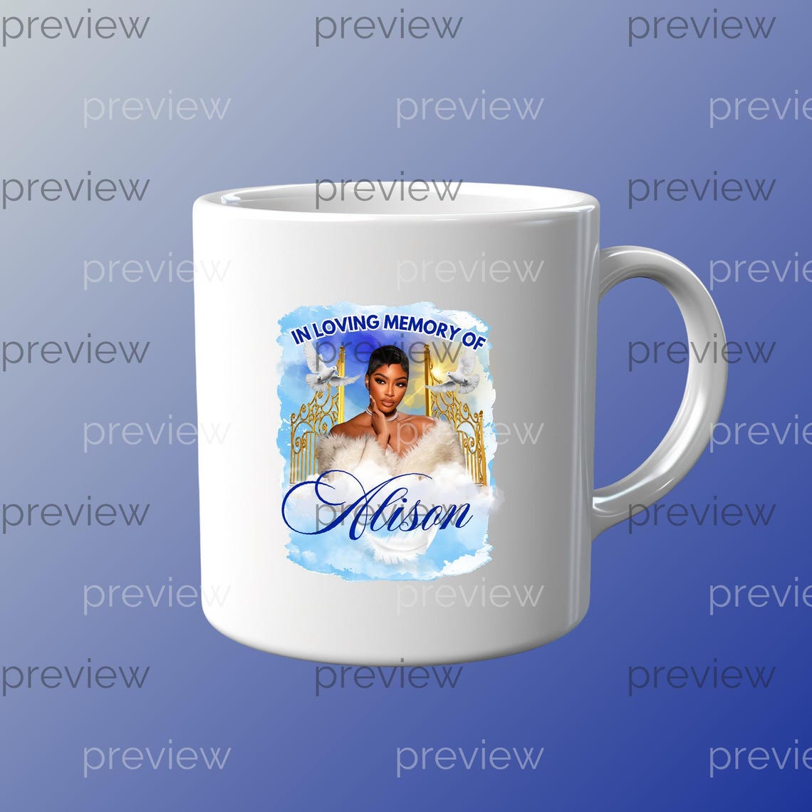 In Loving Memory Shirt Blue Rest in Peace, Canva Template Editable ...