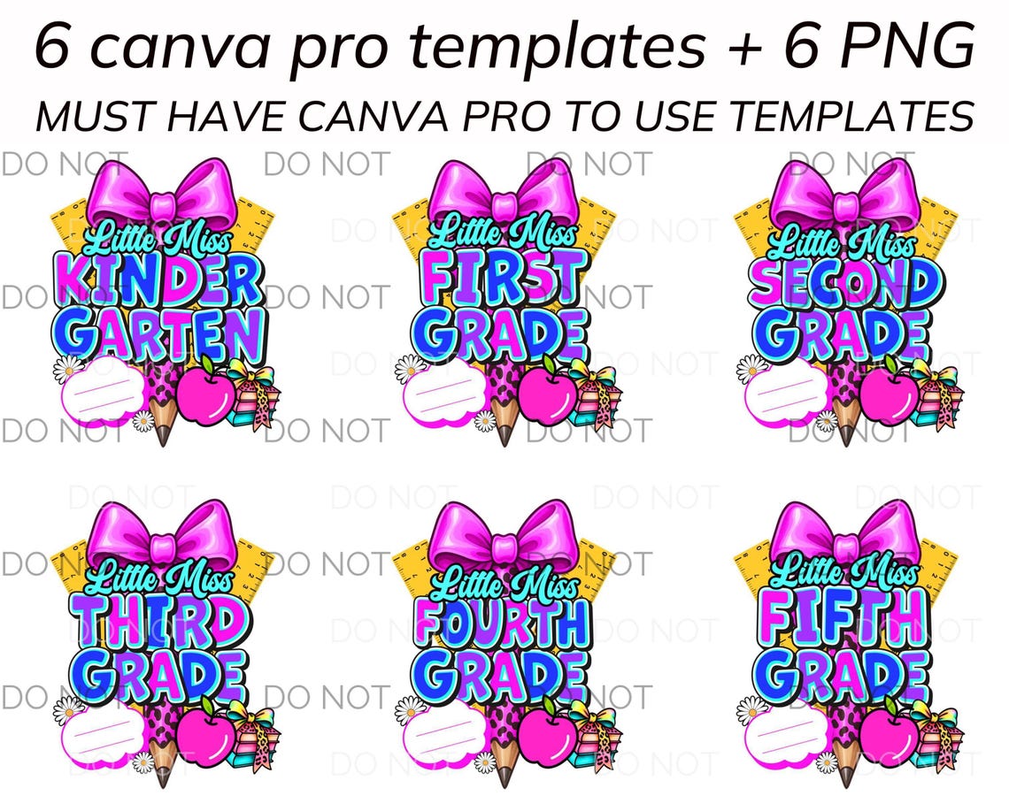 Back to School Little Miss Bundle for Canva &PNG Sublimation Editable ...