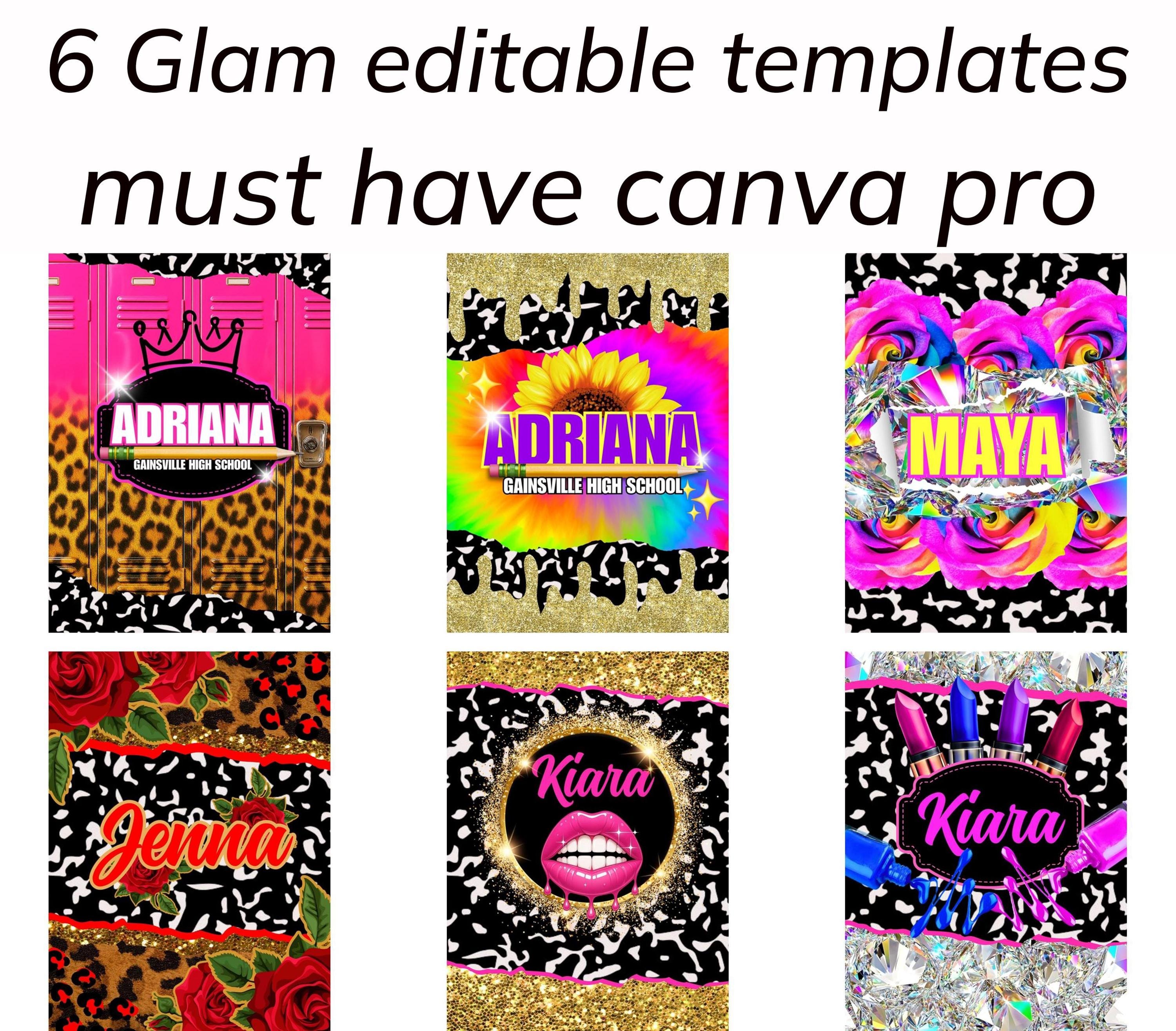 Composition Book Cover Template Glam Composition Notebook, Canva ...