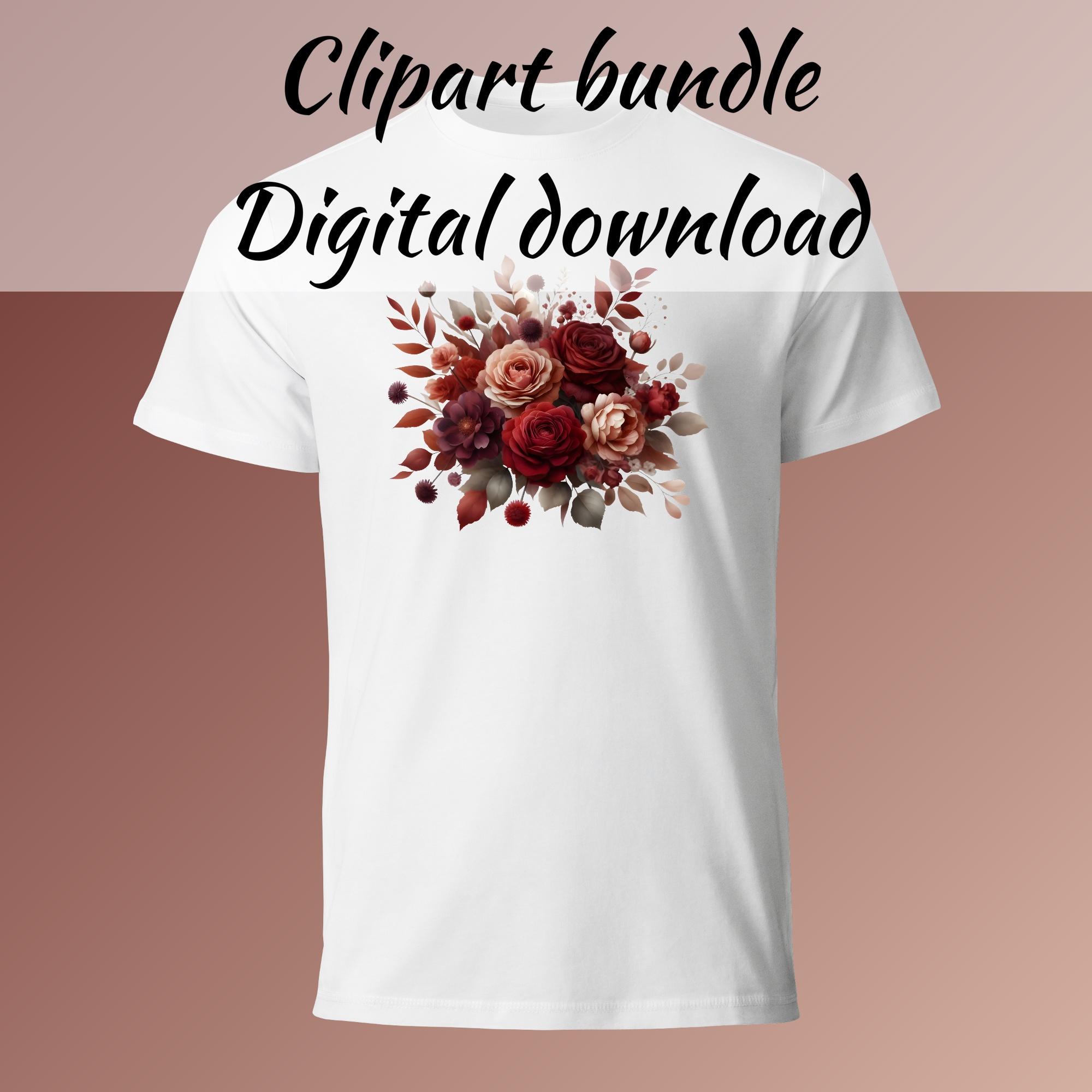 Burgundy Rust Flower Clipart Png Watercolor Flowers Commercial Use ...