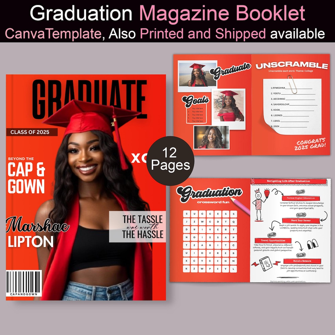 Graduation Magazine Booklet Canva Template Grad Activity Book Printed ...