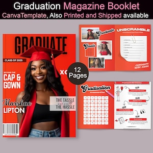 Graduation Magazine Booklet Canva Template Grad Activity Book Printed ...