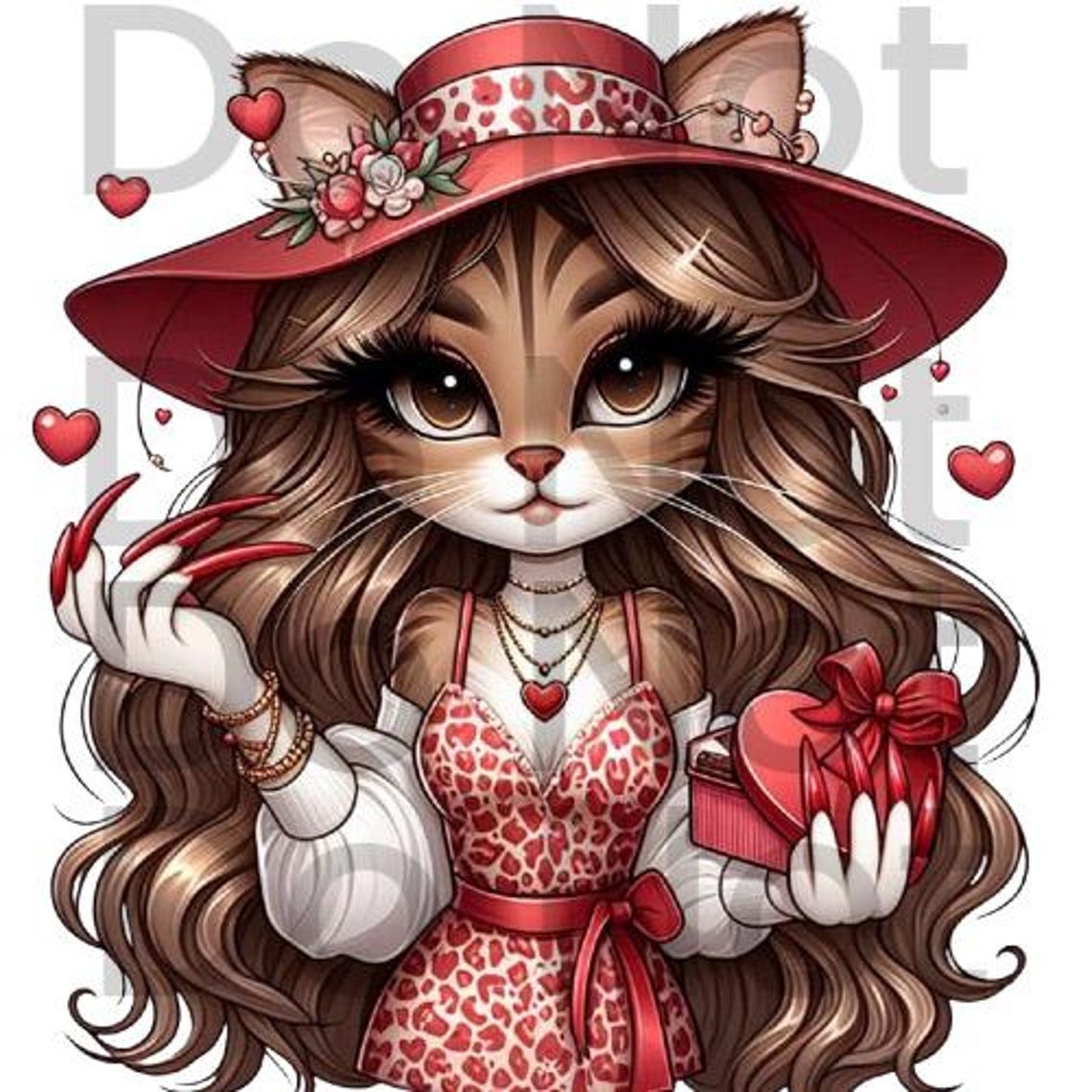 Valentines Cat Clip Art- Commercial Use-cat Lover Valentines Day Heart ...