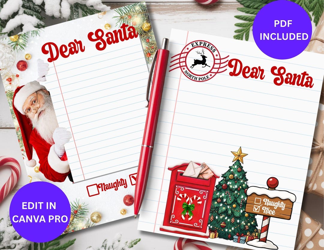 Letter to Santa Canva Template Simple Editable Letter Santa Claus PDF ...
