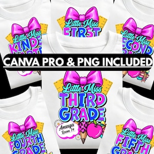 Back to School Little Miss Bundle for Canva &PNG Sublimation Editable ...