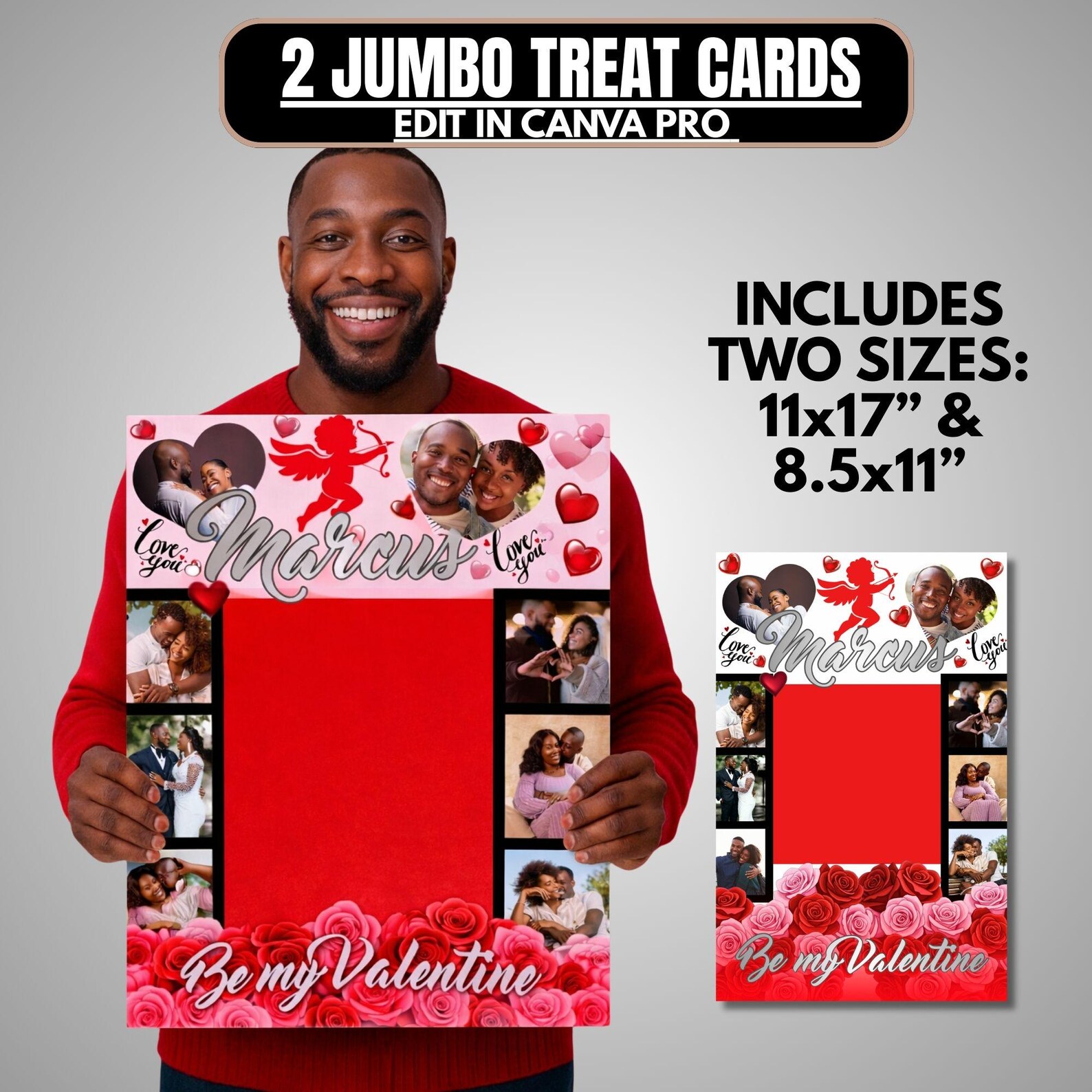 Jumbo Valentines Day Card, Couple Valentines Big Photo Card Canva ...
