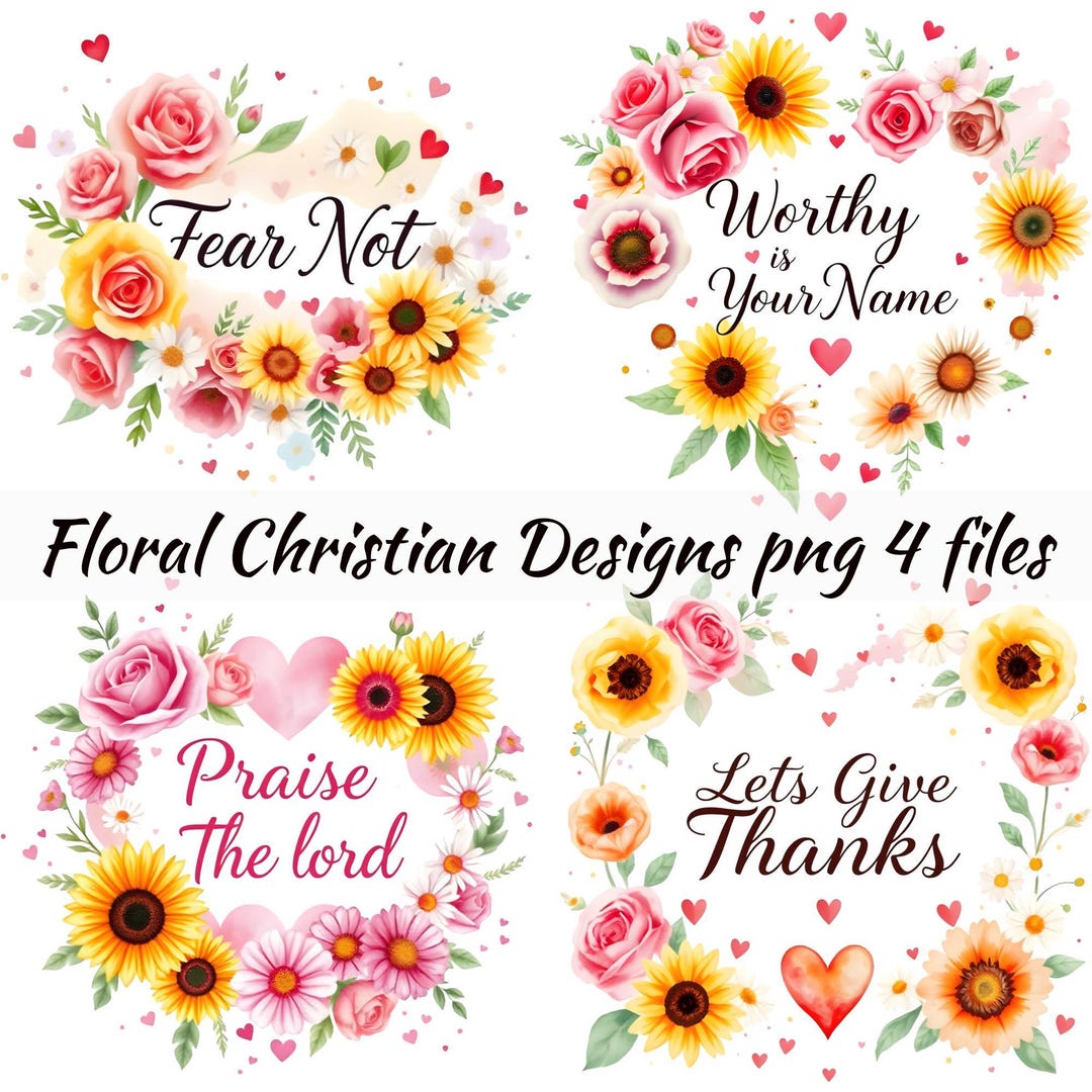 Floral Christian Clipart - Praise the Lord Instant Download for ...