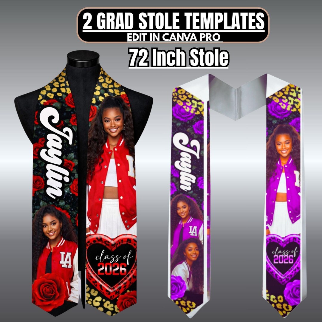Graduation Stole Templates 2026 for Canva Sublimation Dtf Dtg Stole ...