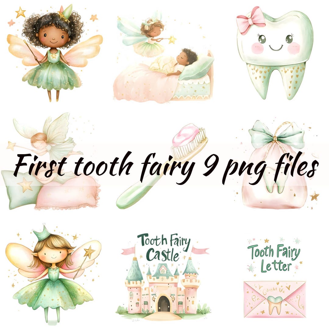First Tooth Clipart- Watercolor PNG- Tooth Fairy- Commercial Use - Etsy