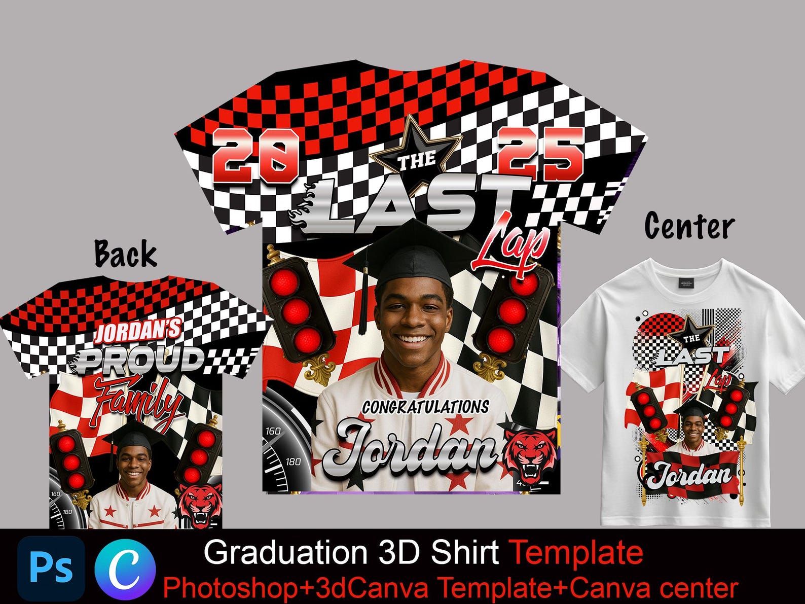 3d Shirt Template Graduation Red and Black the Last Lap All Over T ...