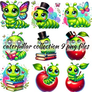 Caterpillar on Apple Clipart Bundle - Worm Apple- Commercial Use - Etsy