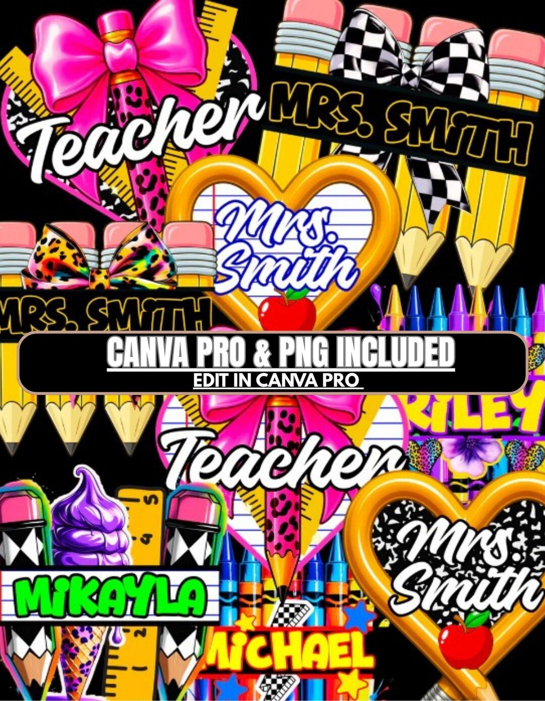 Back-to-school Bundle First Day of School, Canva Template & Png ...