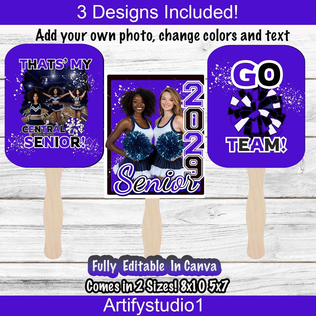 Senior Night Poster Template Cheer Editable Fan Canva Template Senior ...