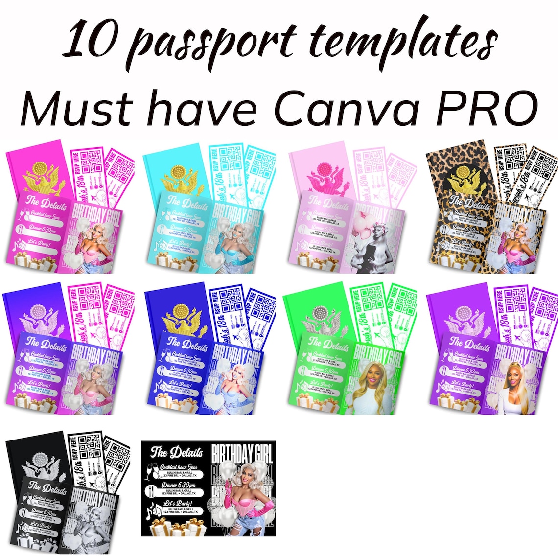 Editable Birthday Passport Template Canva Template Passport Invitation ...