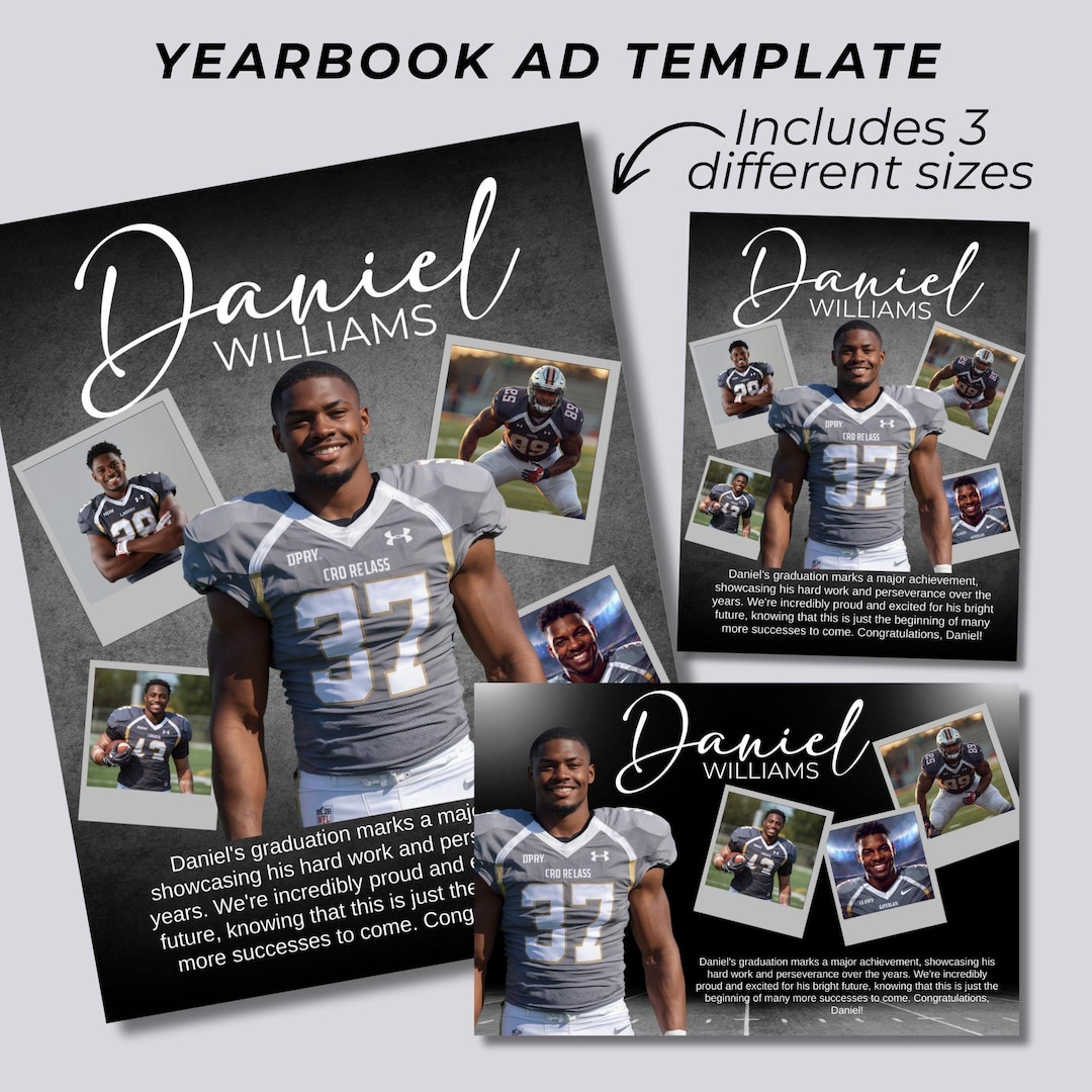 Senior Yearbook Ad, Tribute Ad, High School Yearbook, Football Sport Ad ...