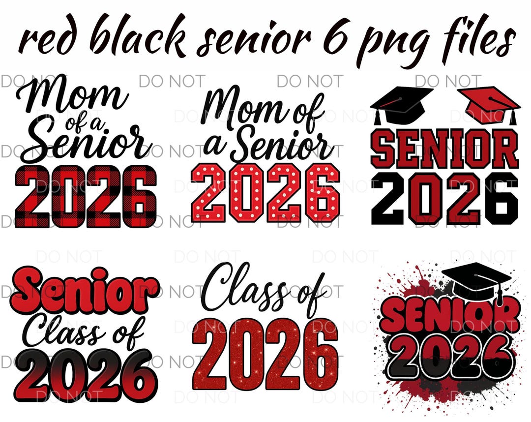 Senior 2026 Png Red and Black Graduation 2026 Sublimation Designs ...