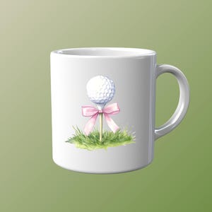 Watercolor Pink Golf Clipart- Golf Ball Pink Bow Commercial Use Purple ...