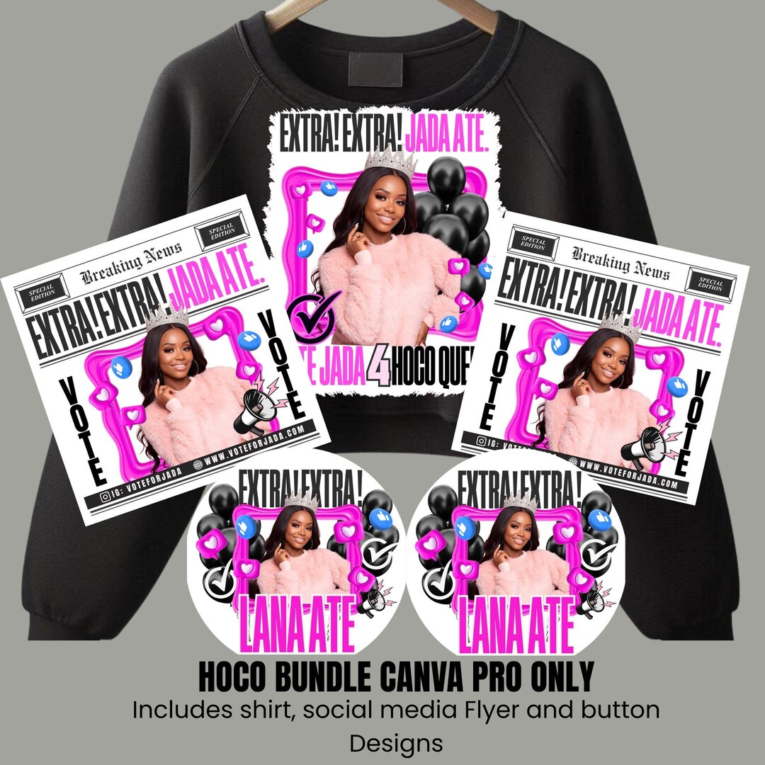 Homecoming Queen Flyer Shirt Bundle for Canva Vote for Me, Newspaper ...