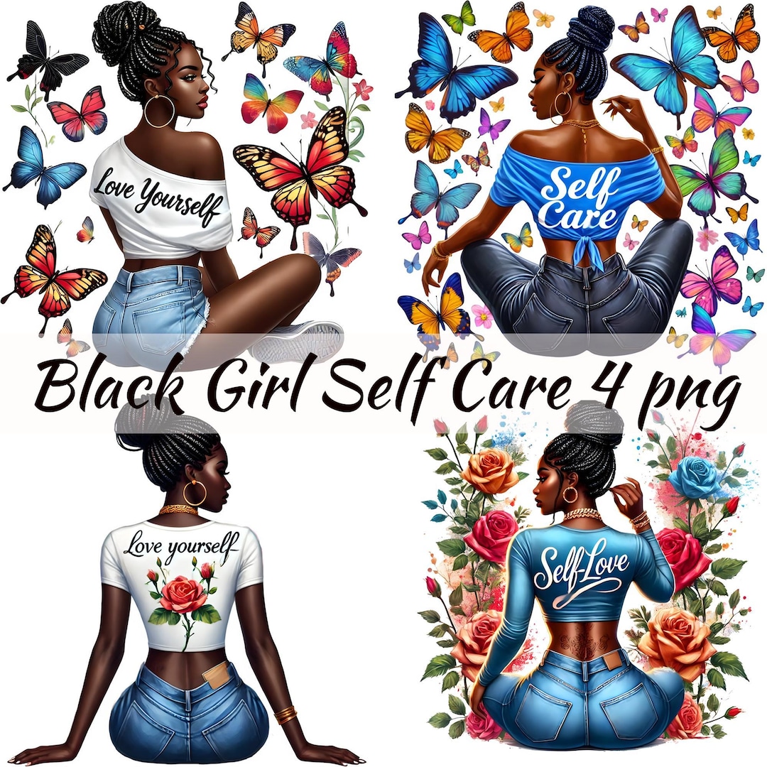 Black Girl Self Care Clipart-commercial Use- Self Love - Etsy