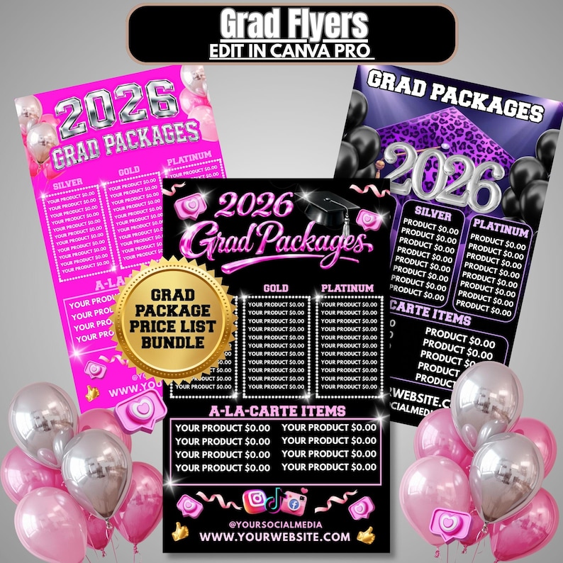 Graduation Price List Canva Editable Graduation Pricing Sheet Flyers ...