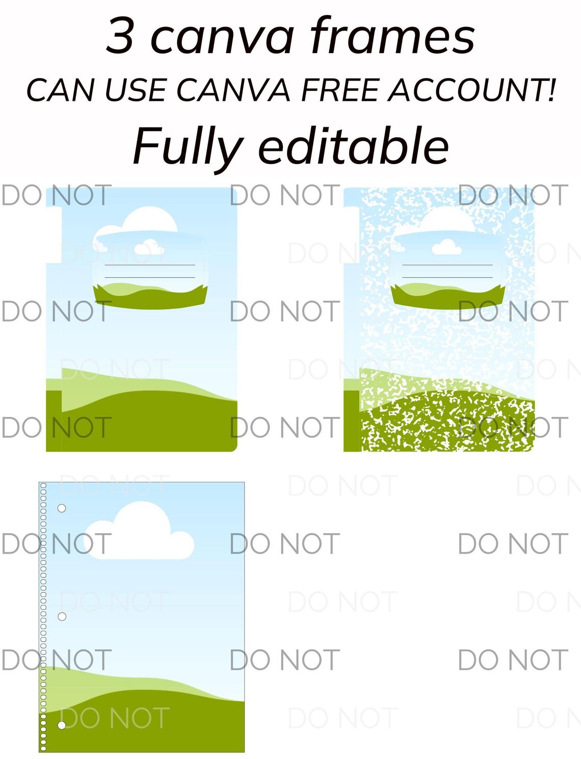 Composition Book Canva Frame Template Editable Custom Notebook Cover ...