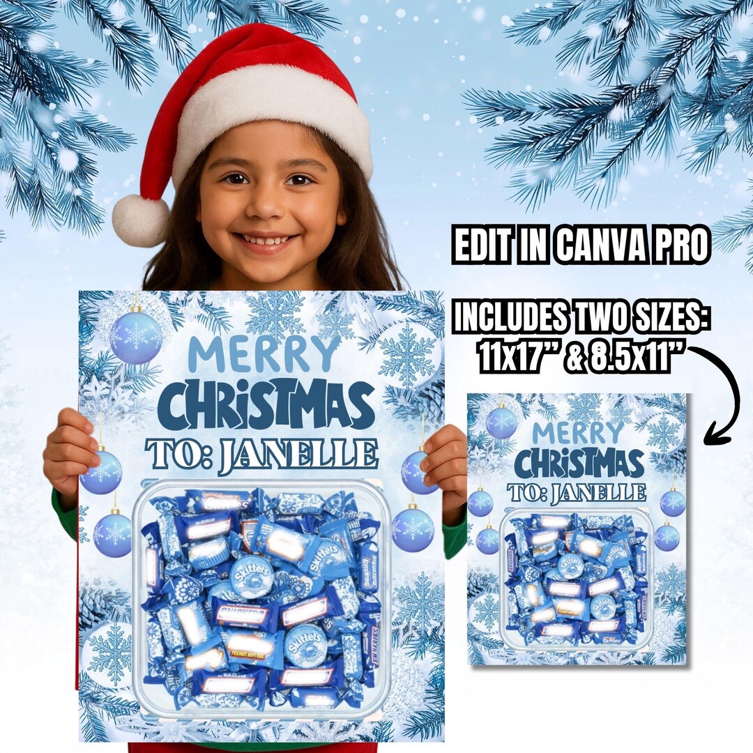 Jumbo Christmas Card Winter Wonderland Canva Template Treat Card ...