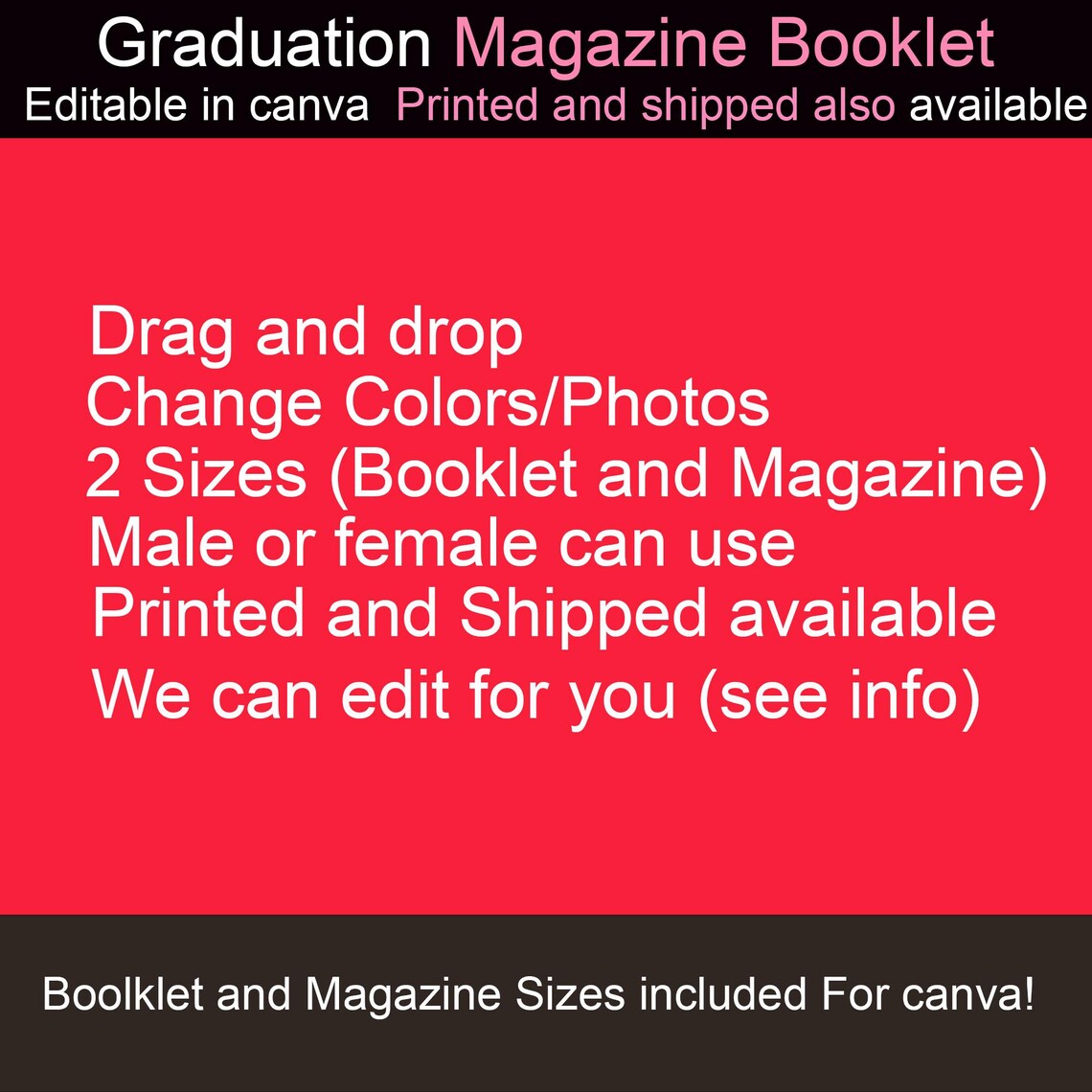 Graduation Magazine Booklet Canva Template Grad Activity Book Printed ...