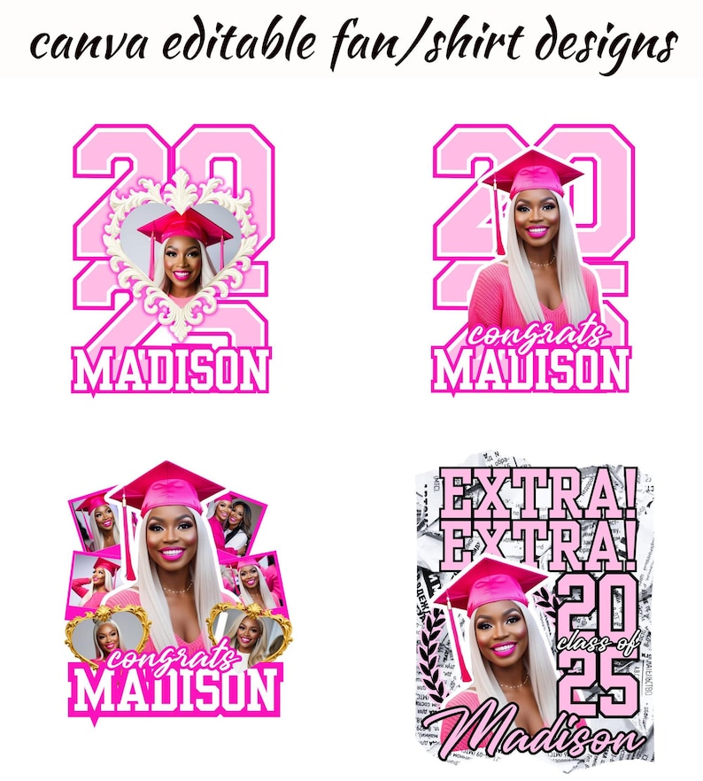 Grad Fan Paddle Custom Grad Fan, Canva Editable,paddle Fan Bundle, Drag ...