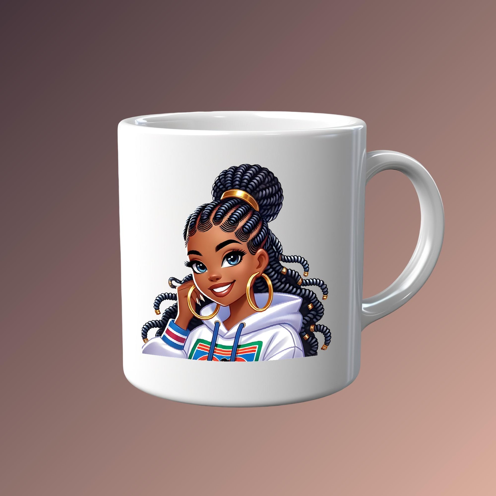 Black Girl With Braids Clip Art Cartoon Character With Braided Hair ...