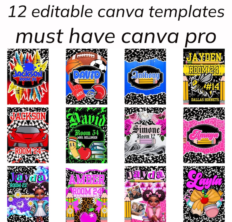 Composition Book Cover Designs for Canva 12 Editable Templates Back to ...