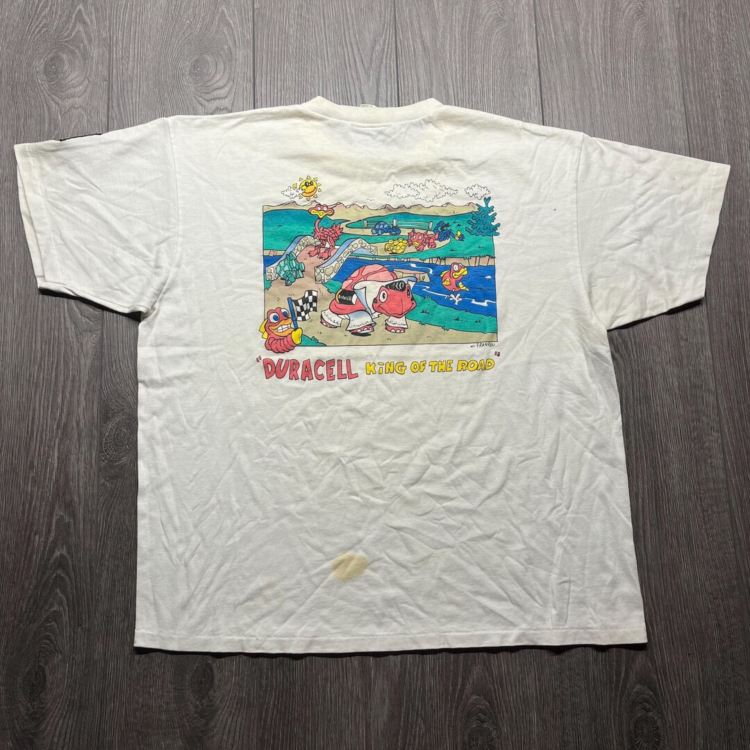 Vintage Duracell King of the Road 1990s T Shirt White Medium Cartoon ...