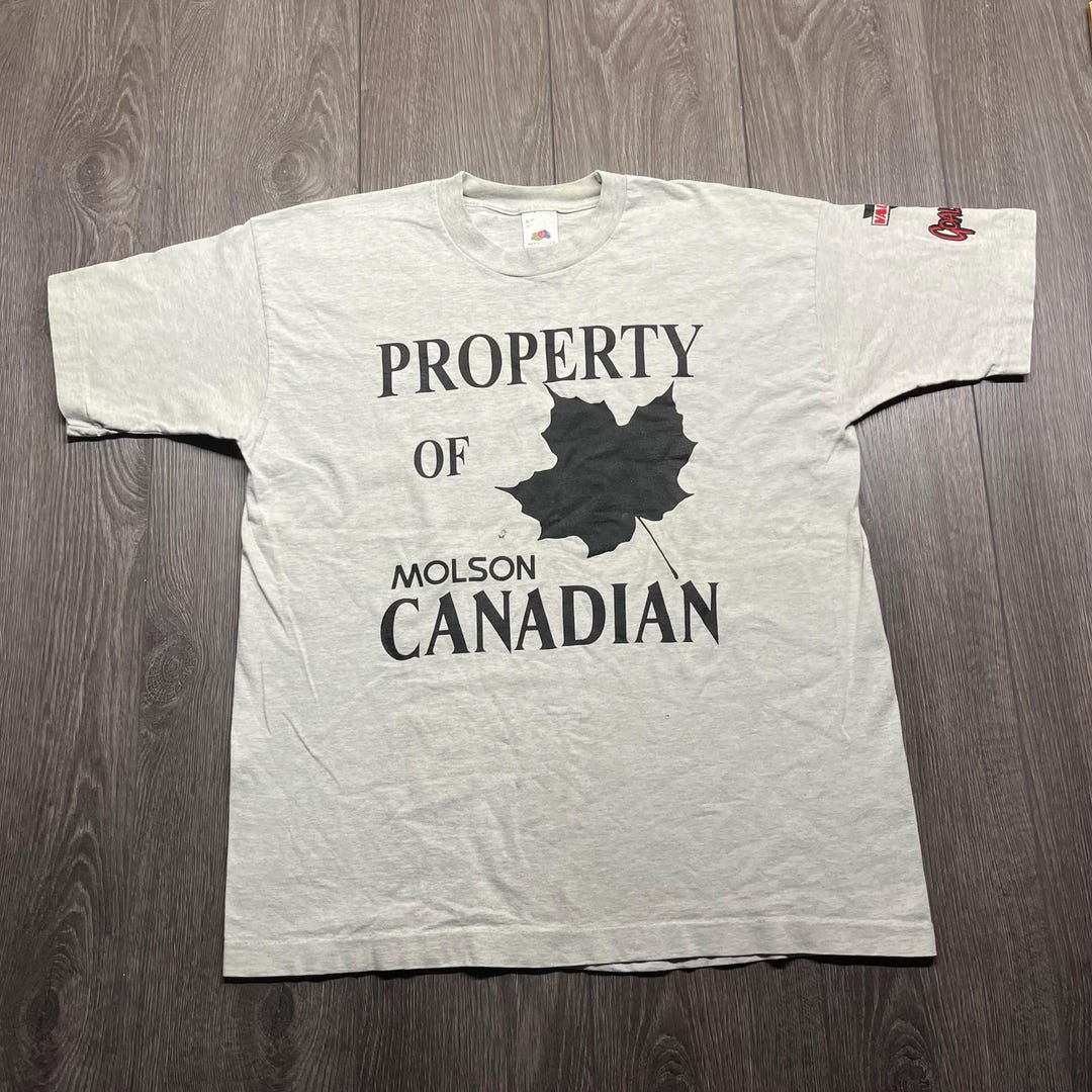 Vintage Molson Canadien 1990s Beer T Shirt Grey XL Extra Large Single ...
