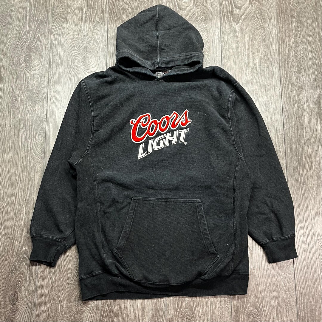 Vintage Coors Light Embroidered Hoodie Black Large Y2k Oversized Beer ...