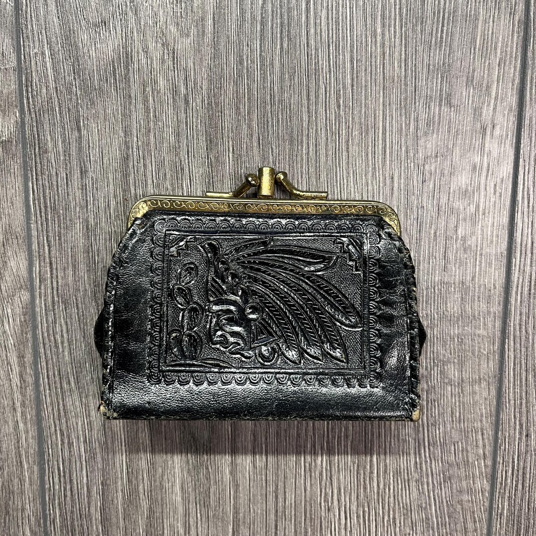 Vintage 1980s Native American Leather Chief Head Mexican Leather Wallet ...