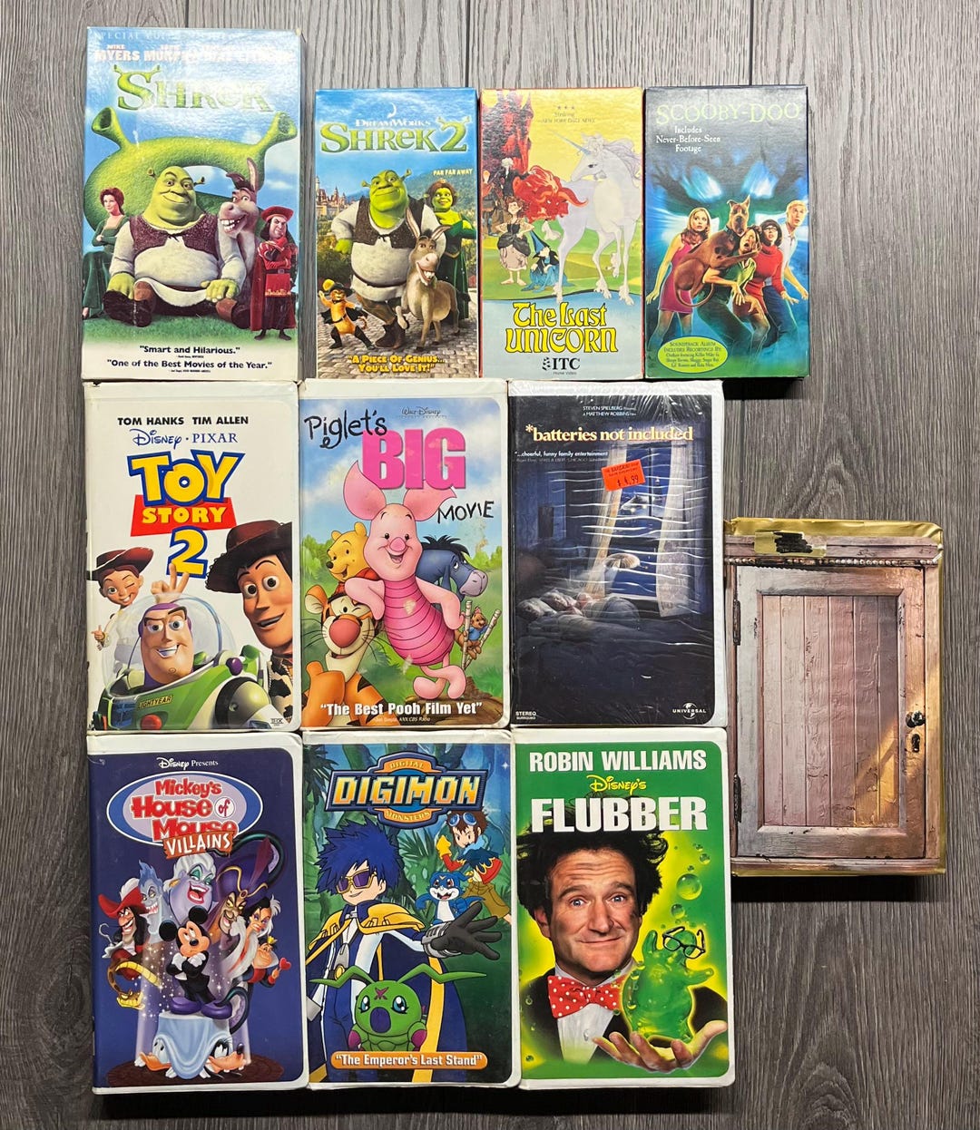 VHS Tapes Childhood Movie Collection Shrek Scooby Doo Last Unicorn Toy ...
