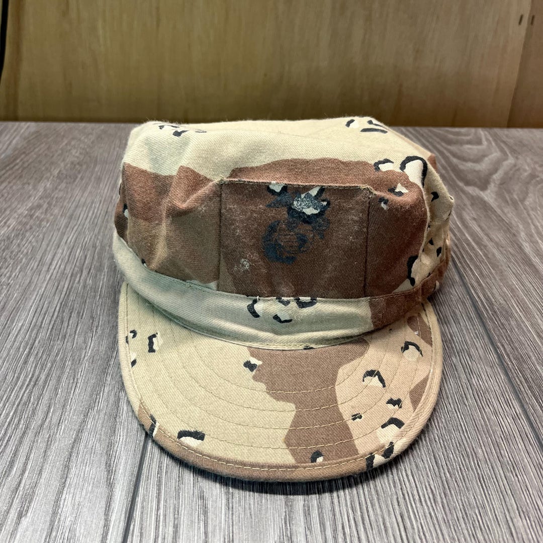 Vintage USMC Desert Storm Military Cap Hat 1990s Camo Boonie Camouflage ...