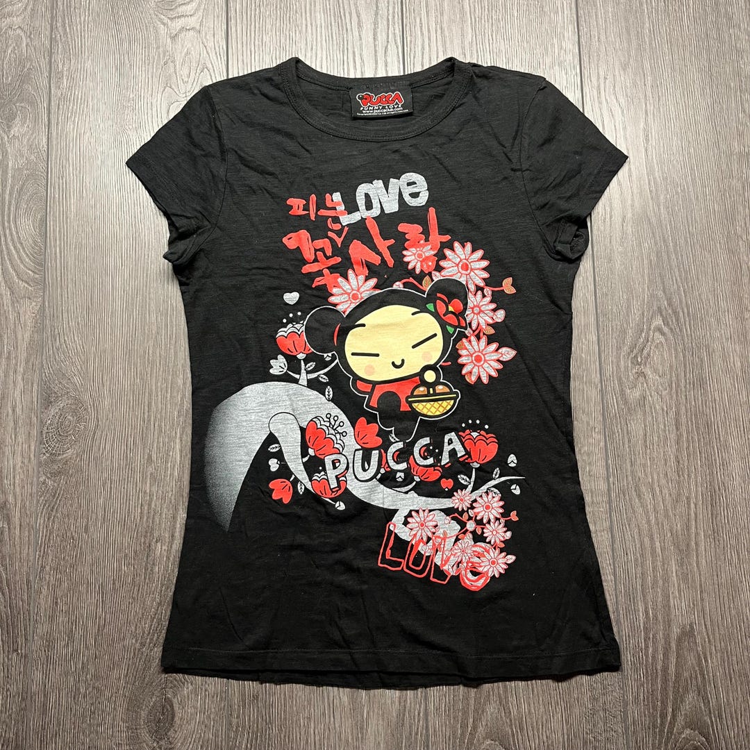 Vintage Pucca Punk Funny Love Anime T Shirt Black Medium Womens Rare ...