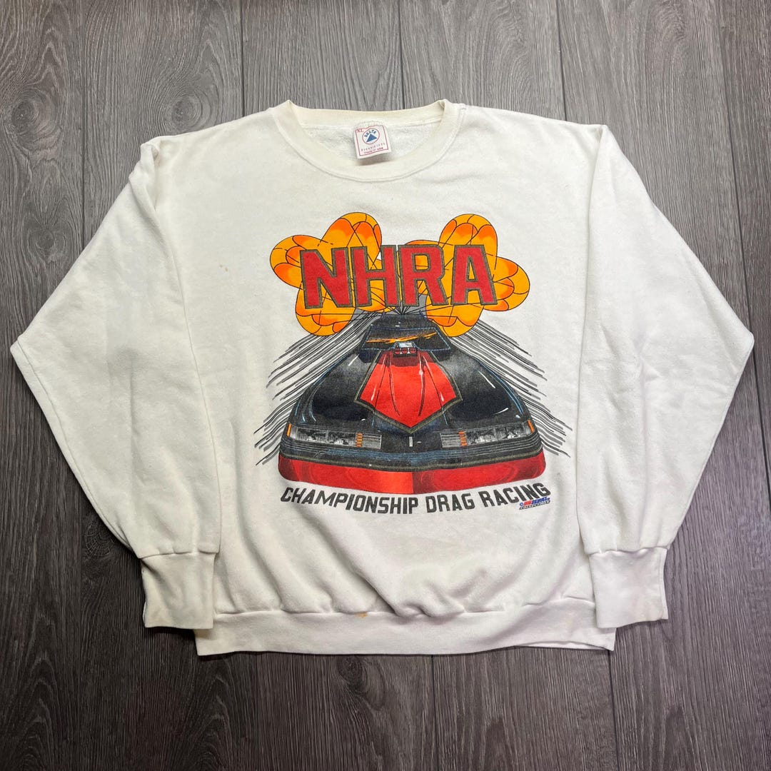 Vintage NHRA Nascar Drag Racing 1990 White Sweatshirt Medium NCAA ...