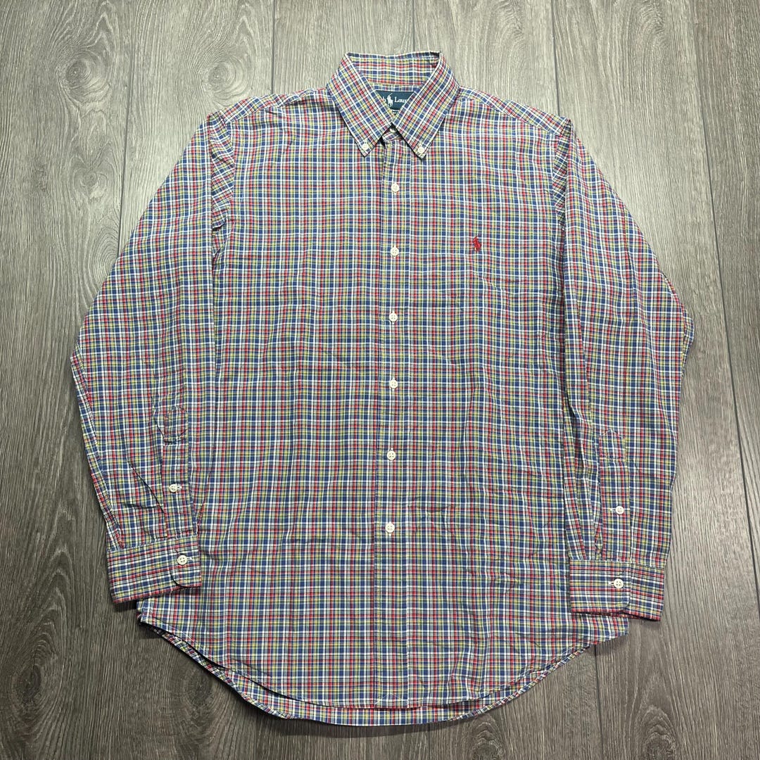 Vintage Polo Ralph Lauren 1990s Plaid Button Down up Shirt Preppy Color ...