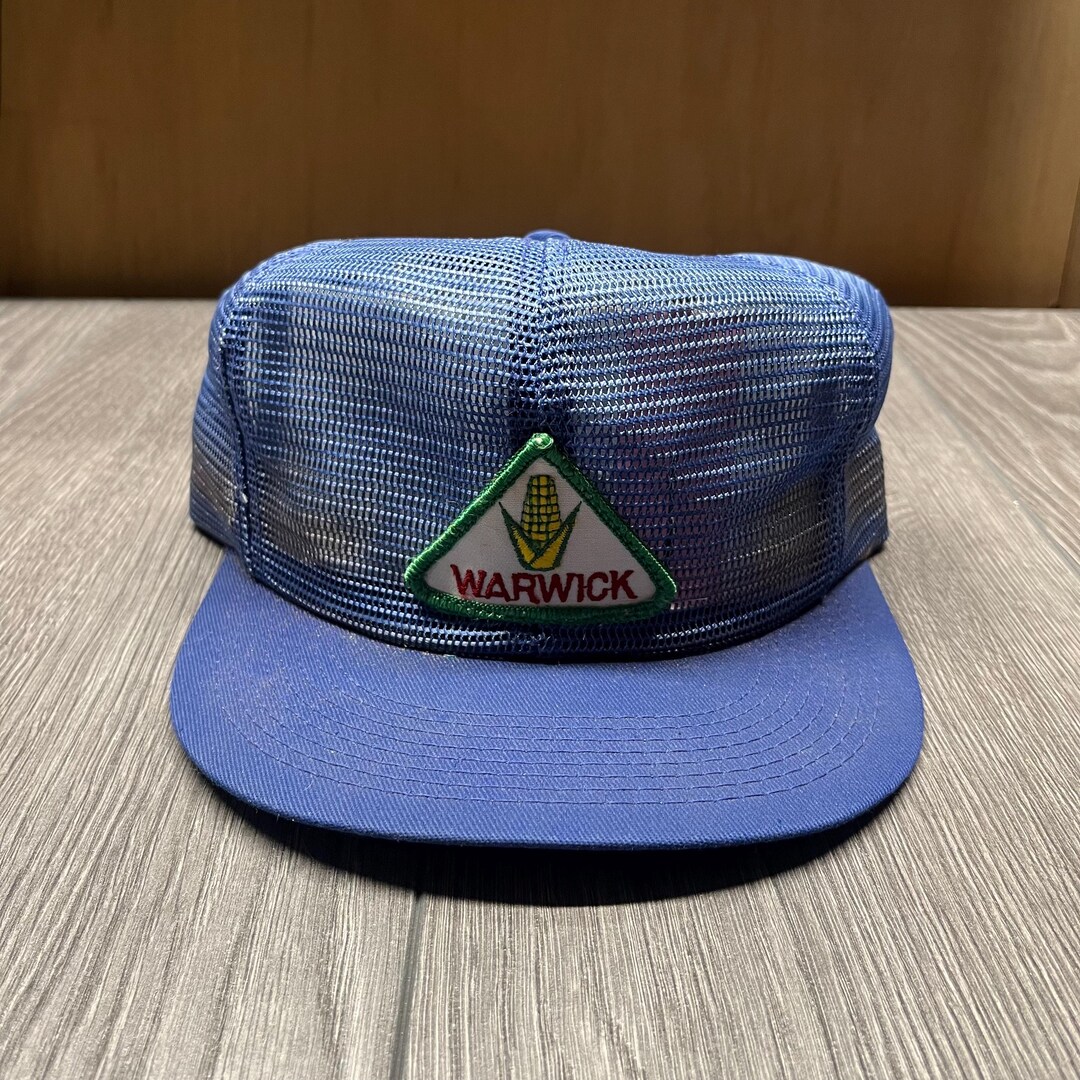 Vintage Warwick Corn 1980s Full Mesh Blue Trucker Snapback K Brand ...