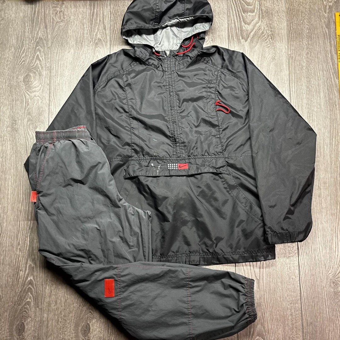 Vintage Nike Tracksuit 00s Jacket and Pants Y2K Baggy Swoosh Men Size M ...