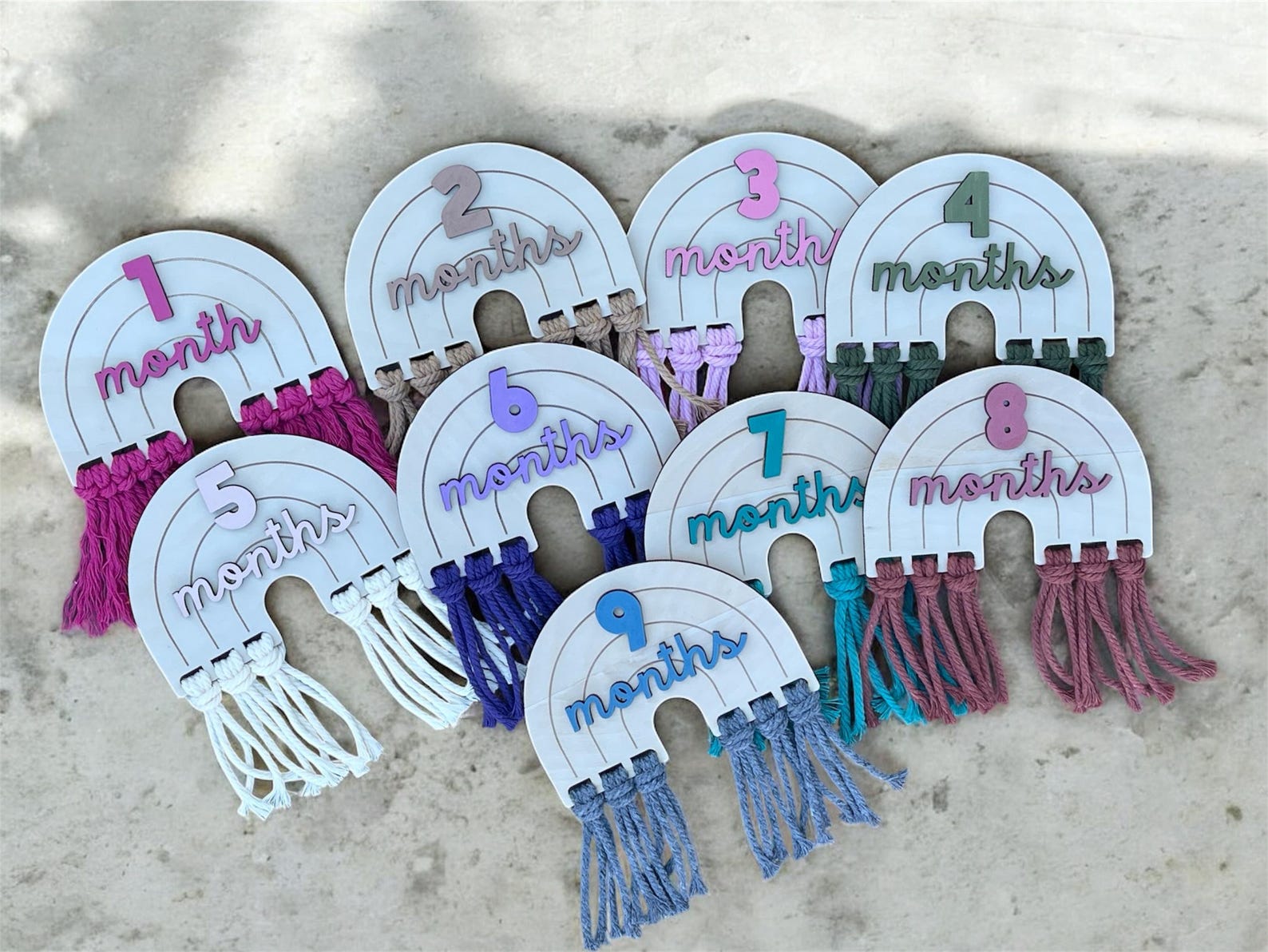 Boho Monthly Milestone Marker, Month Macrame Milestone Cards, Monthly ...