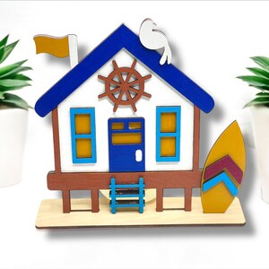 DIY Wooden Beach House Craft Kit, Laser Cut Summer Decor | Unfinished ...