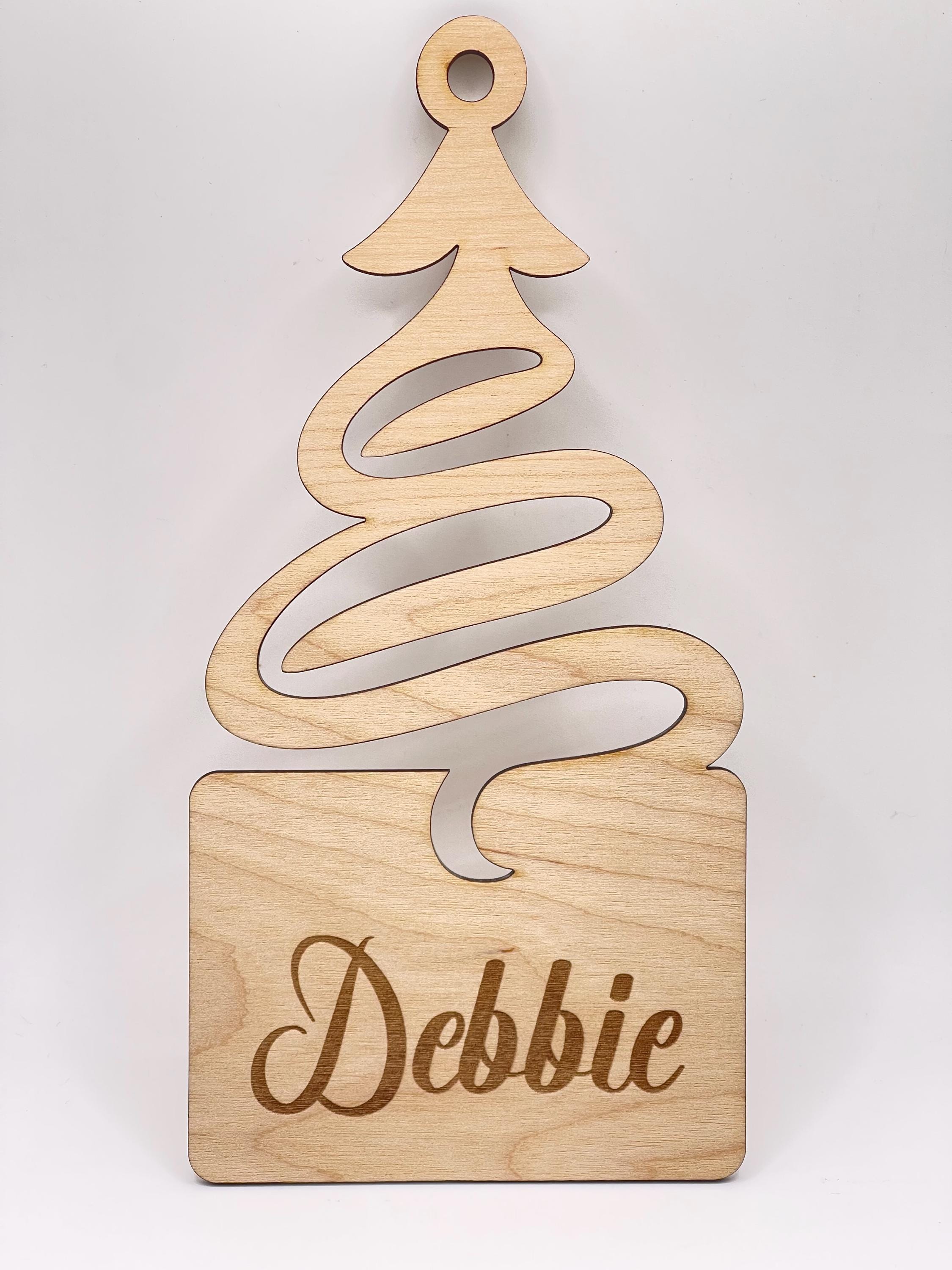 Personalized Christmas Tree Place Setting: Engraved Wooden Name Tag - Etsy