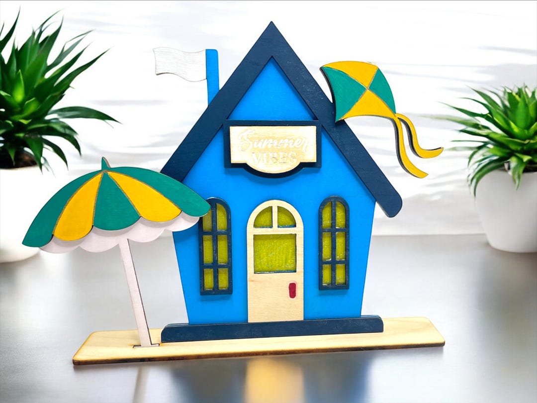 Stand Alone Beach House Craft Kit, Laser Cut Summer Decor | Unfinished ...