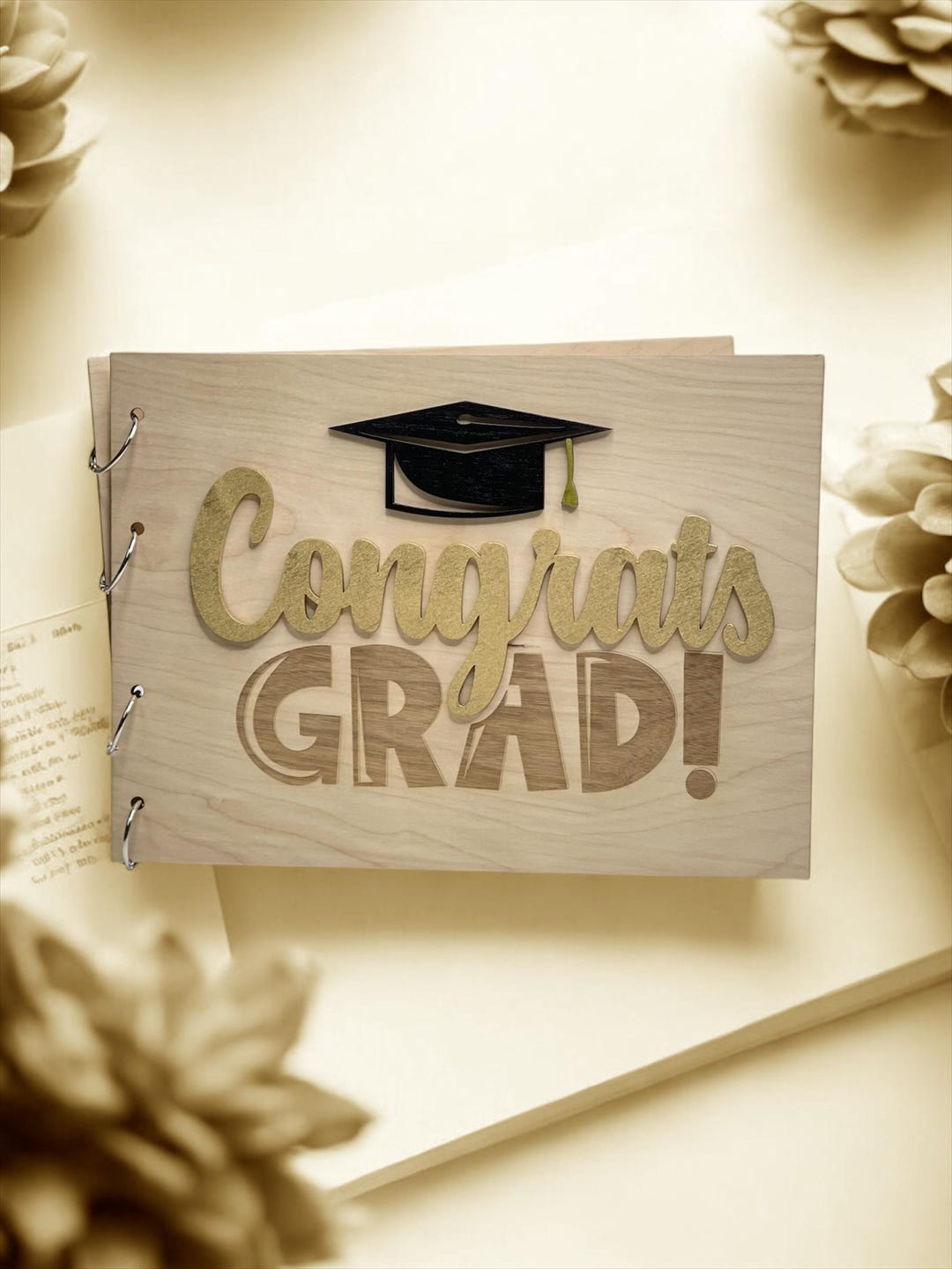 Congrats Grad Wooden Memory Album Cover | Laser Cut Graduation ...