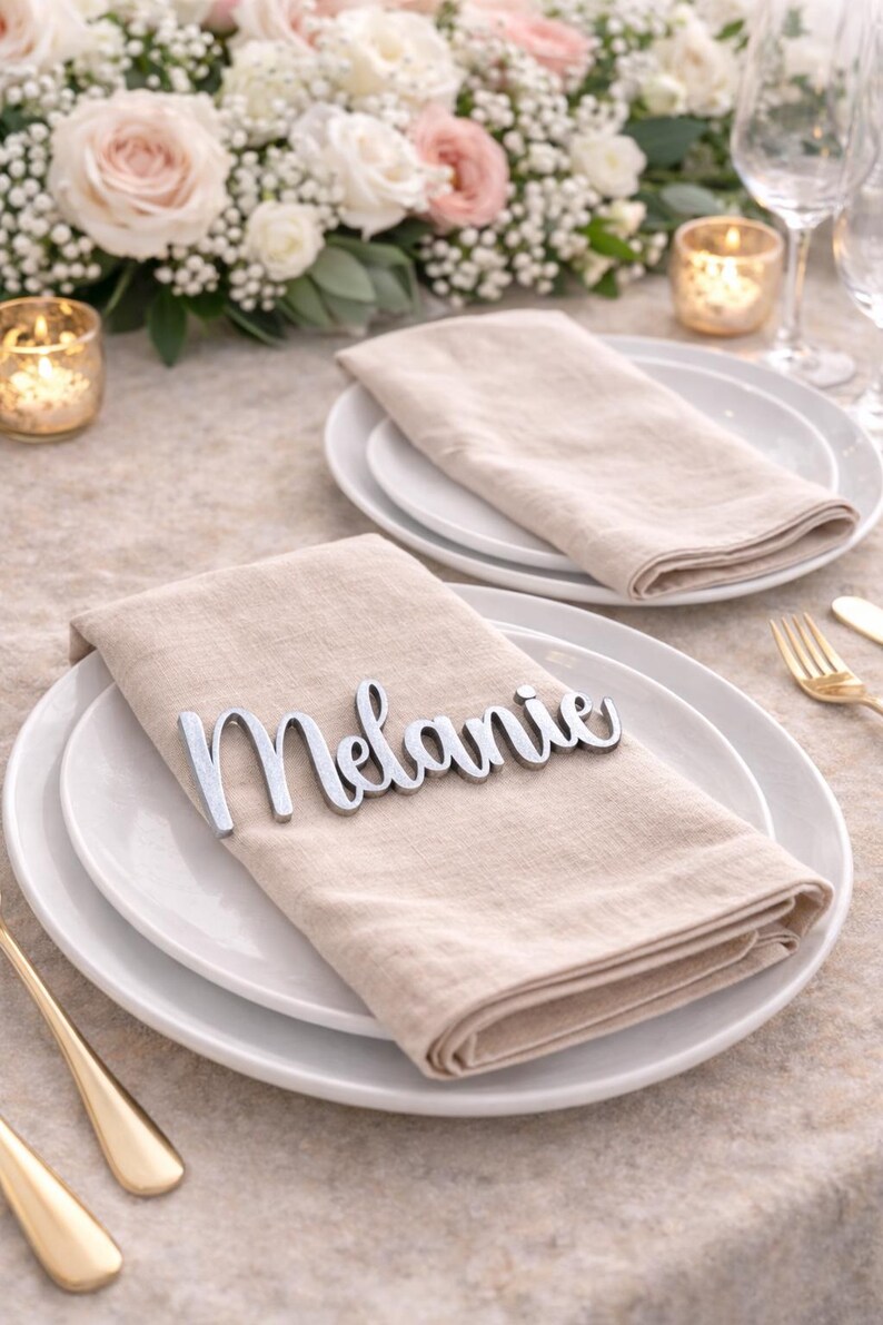 Personalized Wedding Place Card Names – Wood Table Setting Names ...